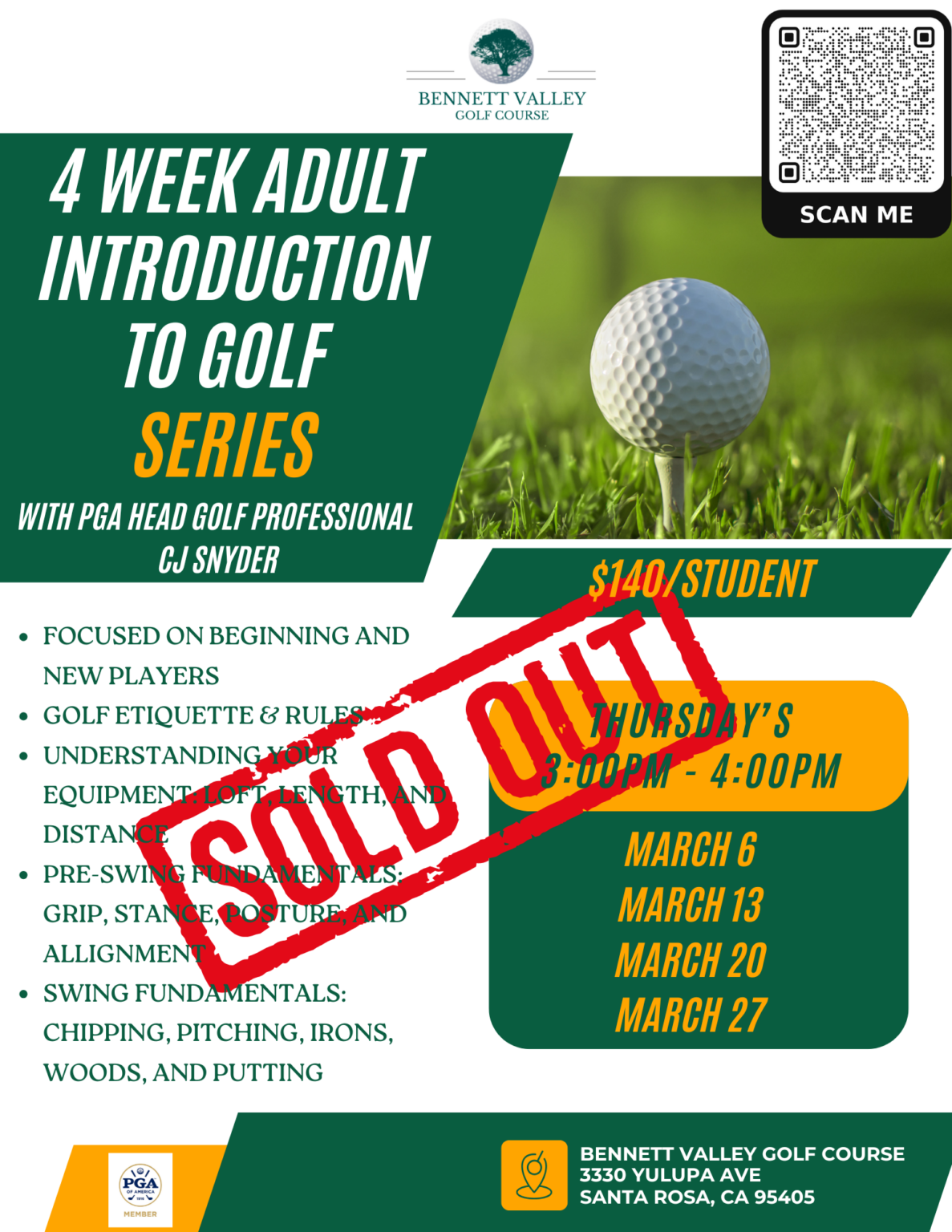 4 Week Adult Introduction To Golf Series – SOLD OUT – Bennett Valley ...